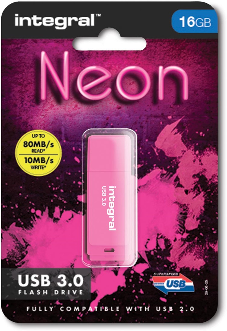 Integral Neon USB 3.0 stick, 16 GB, roze Meyer
